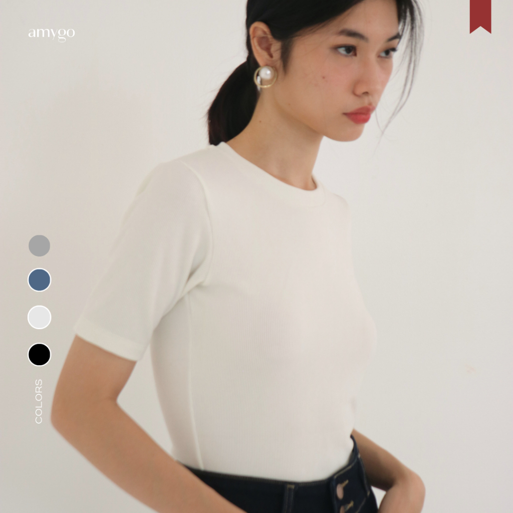 Jual Amygo Store – Clay Fitted Tshirt | Kaos Stretch Fit | Atasan Basic ...