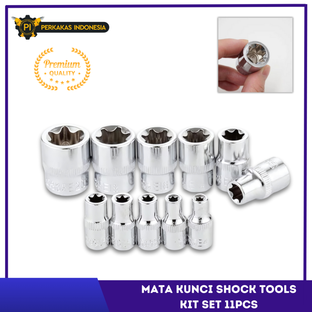 Jual Mata Kunci Shock Impact Wrench Tools Kit Set 11 Pcs Adaptor Kunci ...