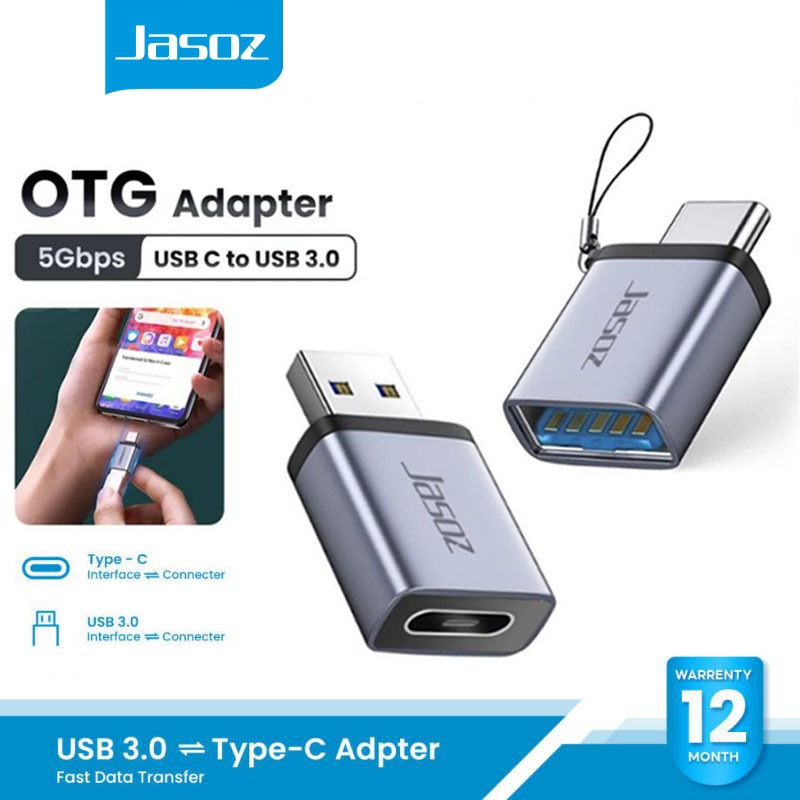 Jual Jasoz USB 3.0 Type-C OTG Adapter Type C USB C Male To USB Female ...