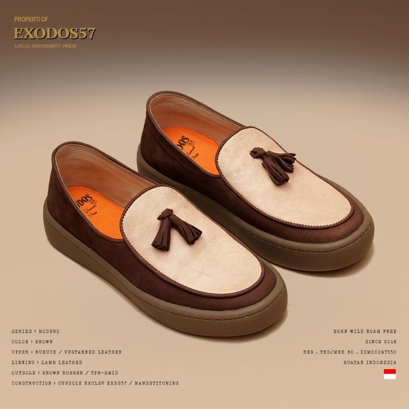 Jual Sepatu Sneakers Kulit Pria Exodos57 - Modero Brown | Shopee Indonesia