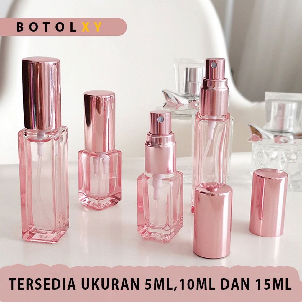 Jual Botol Parfum Spray Kaca Tebal - PINK TRANSPARAN - Tester Mini ...