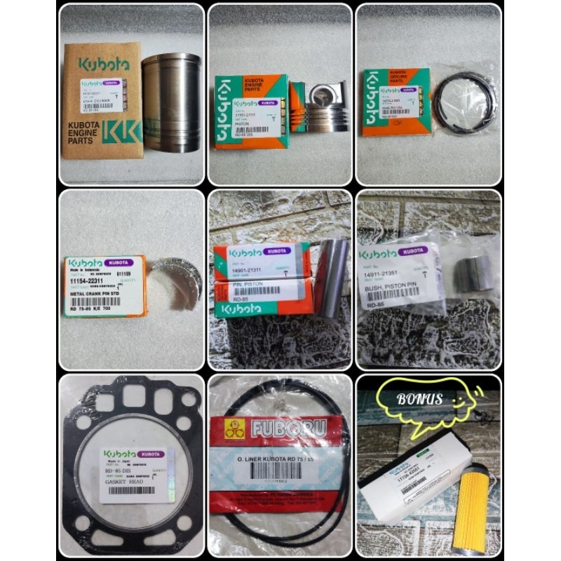 Jual PAKET MESIN DIESEL KUBOTA RD 85 DI 1/2S CYLINDER LINER PISTON RING SET METAL PIN GASKET ...