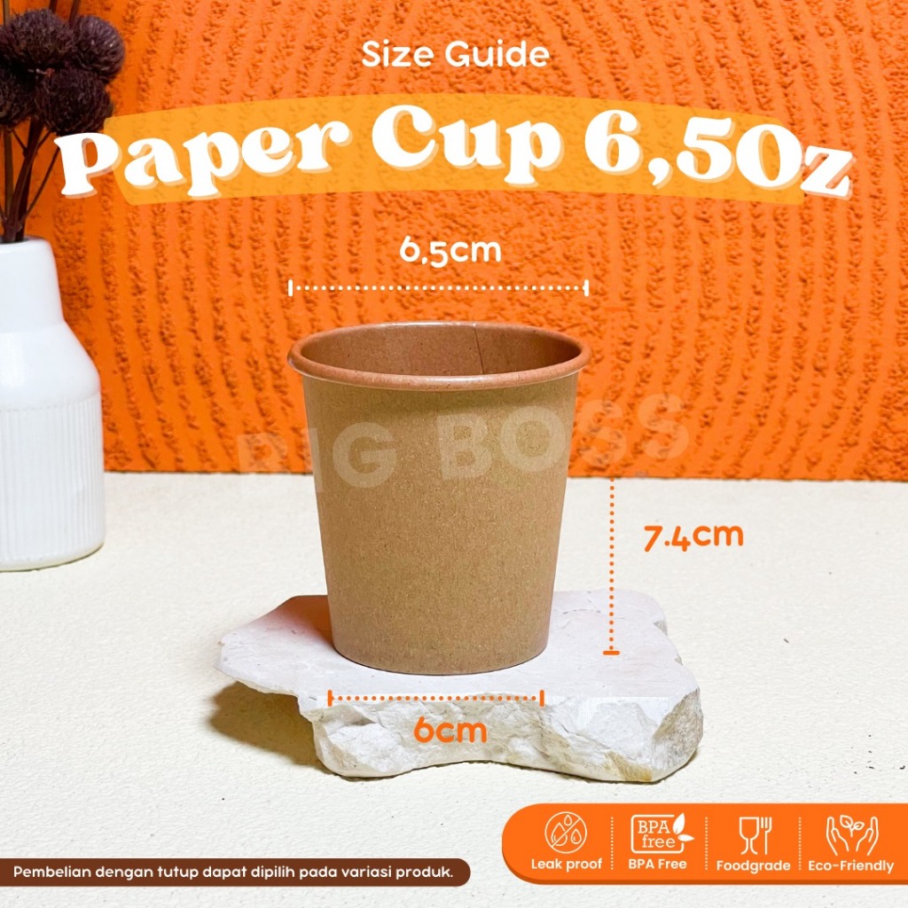 Jual [ISI 50PCS] Paper Cup 6,5 Oz (190ml) Tahan Panas / Gelas Kertas Kopi Teh Food Grade ...