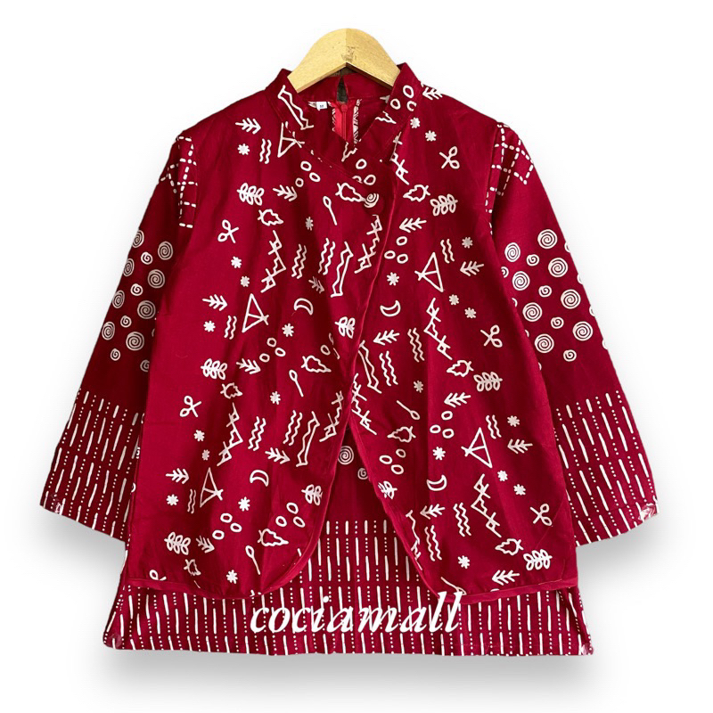 Jual Blus Batik Wanita Modern Jumbo Warna Merah Bahan Katun Halus Solo ...