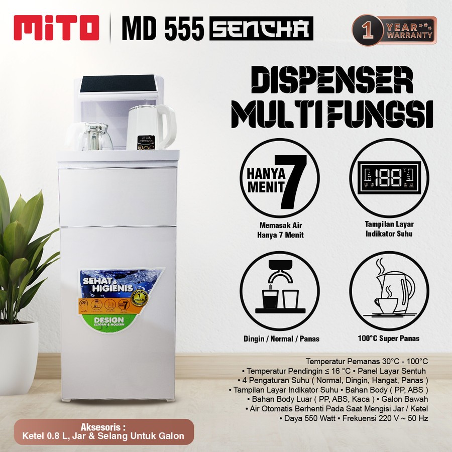 Jual Dispenser MITO MD555 Dispenser Multifungsi Galon Bawah | Shopee ...