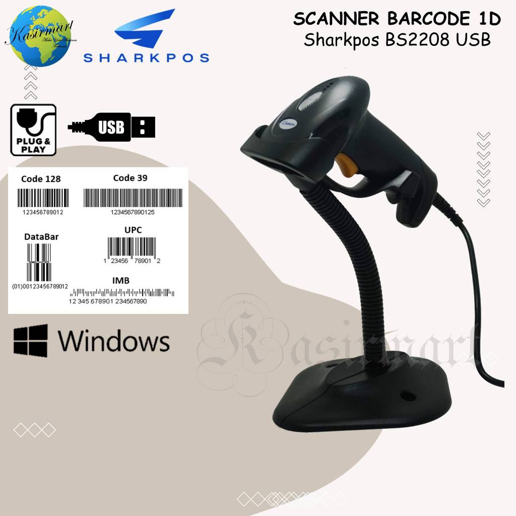 Jual Scanner Barcode 1D Sharkpos BS2208A Scan Barcode Batang Garis 1D ...