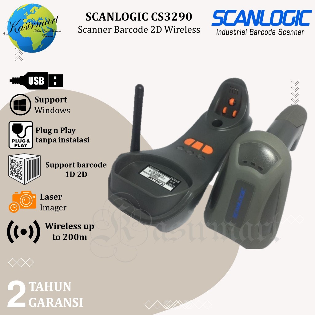Jual Scanlogic CS3290 RS232 Scanner Barcode Wireless 1D 2D USB Jarak ...