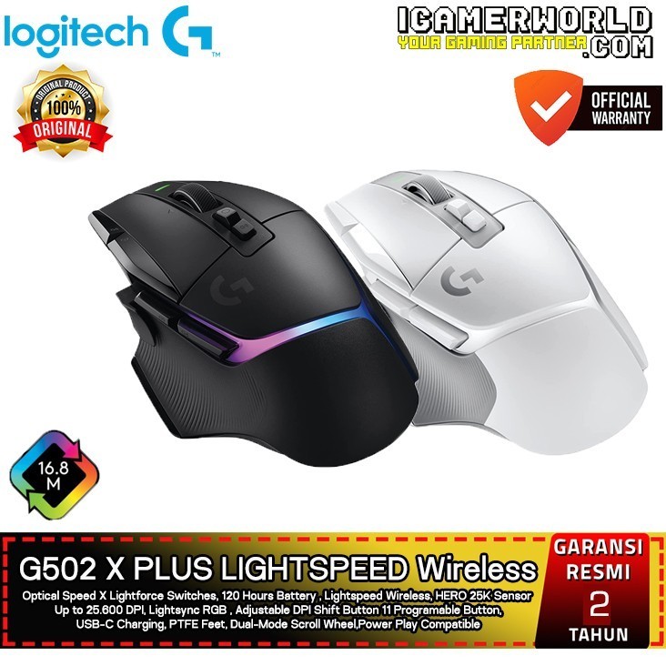 Jual Logitech G502 X / G502X Plus Wireless RGB HERO 25K DPI Gaming Mouse | Shopee Indonesia