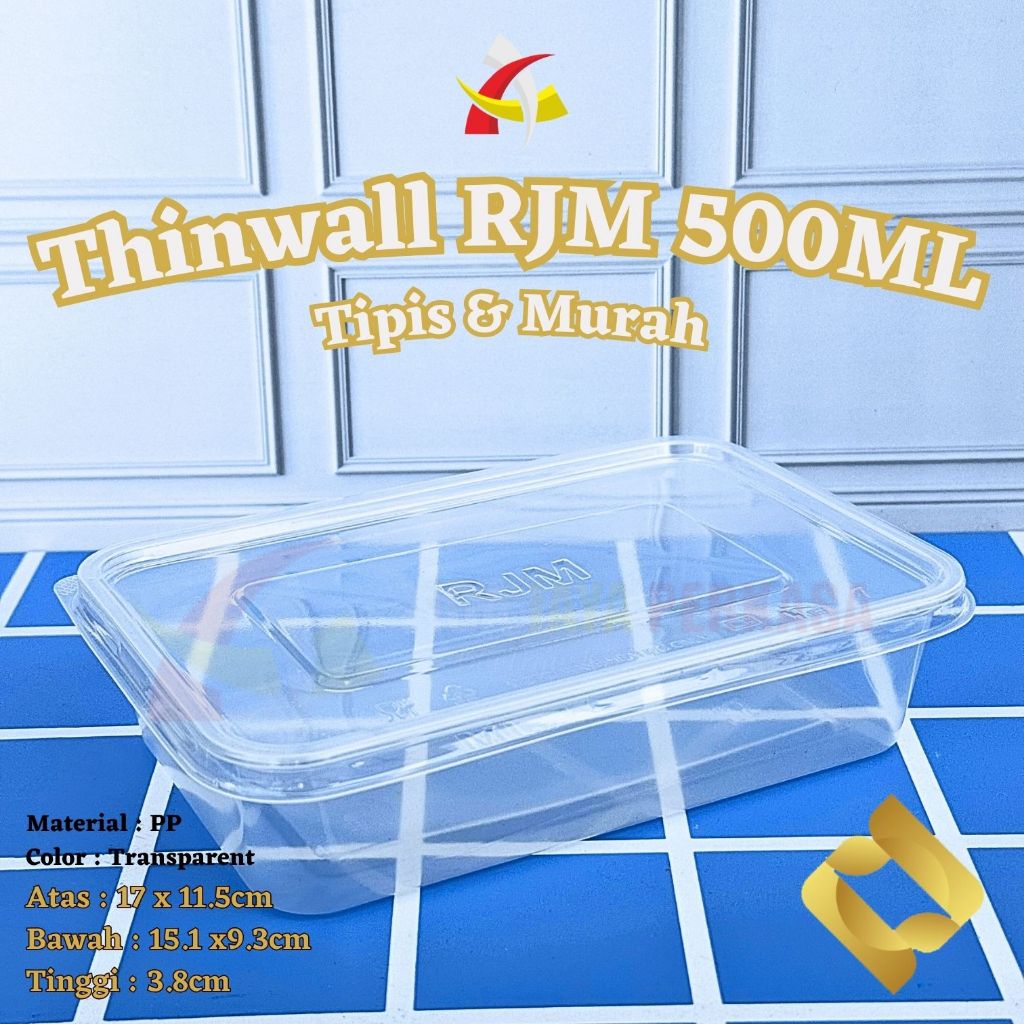 Jual Food Container 500ml Tipis RJM / Thinwall Kotak Makan Plastik Rectangle Persegi Panjang ...