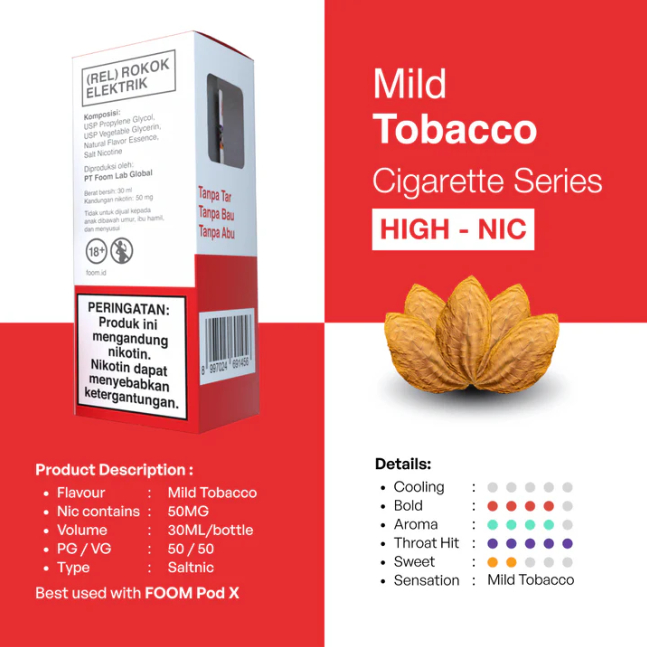 Jual Liquid Foom Mild Tobacco Saltnic 50MG 30ML / Liquid Foom Red Mild ...