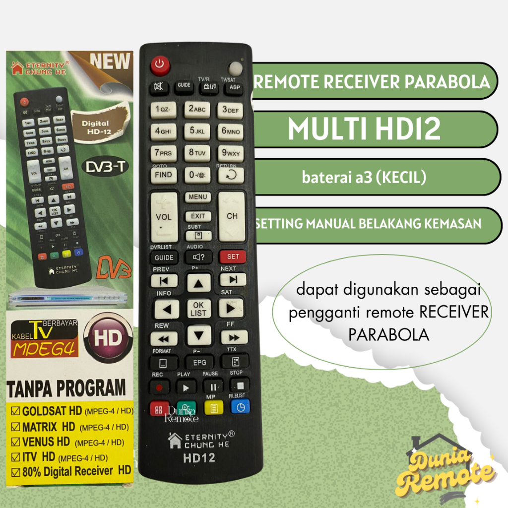 Jual Remot Remote Receiver Parabola Multi HD -12 MPEG-4 HD New Tanpa Program | Shopee Indonesia