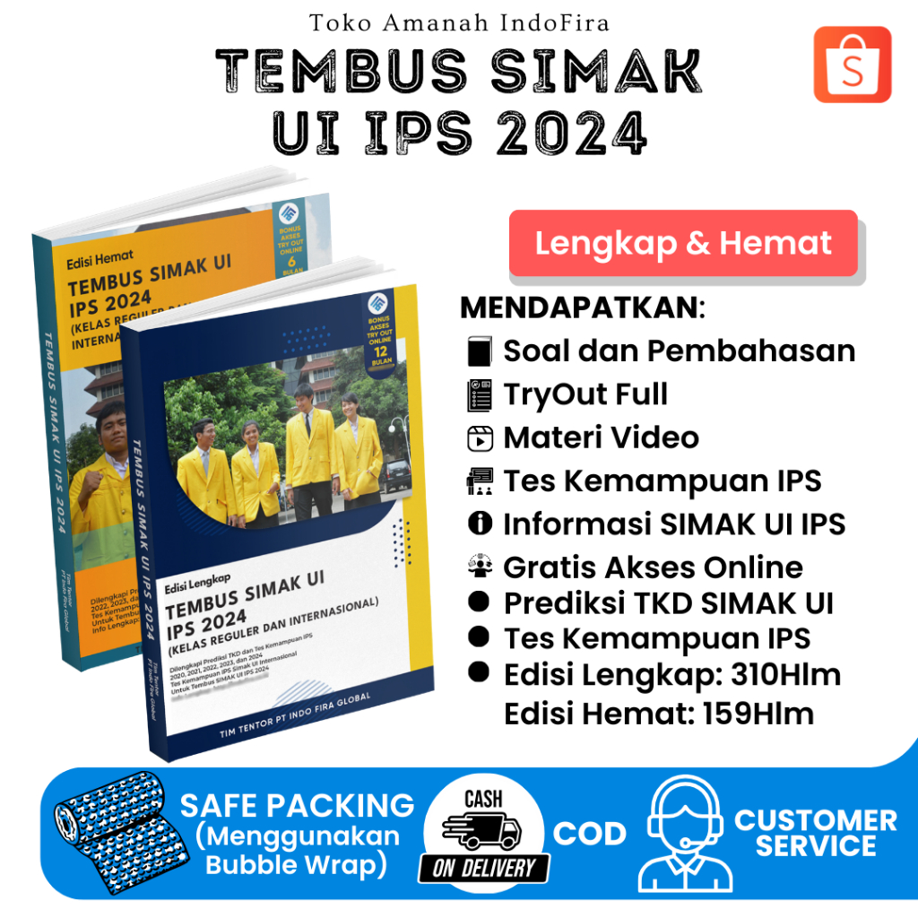 Jual Buku Terbaru TEMBUS SIMAK UI IPS 2024 (Edisi Lengkap & Edisi Hemat + E-Learning) Sesuai ...