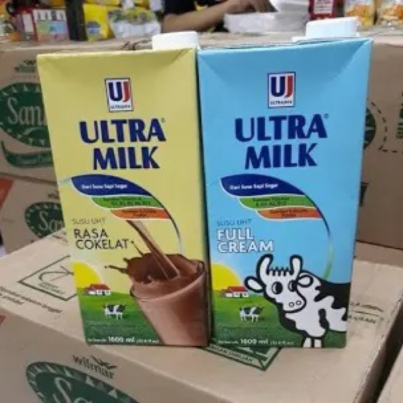 Jual susu ultra milk uht 1000ml /1lt / satu karton 12 pcs | Shopee ...