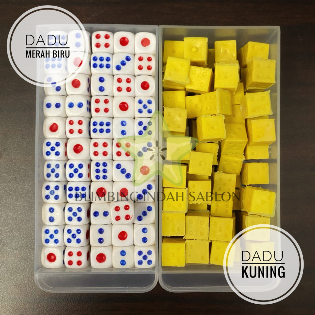 Jual Dadu Polos 1pcs 1biji Kuning Putih Merah Biru SATUAN Ukuran 1cm 10mm Arisan Acak Dice Board ...