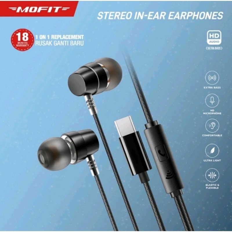 Jual MOFIT MC-8 In-Ear Headset Type C Earphone Earbuds Stereo with Mic ...