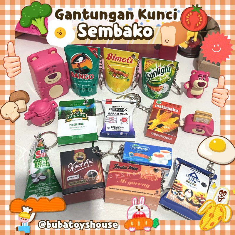 Jual Gantungan Kunci Sembako Bumbu Dapur Bahan masakan Mini Keychain ...