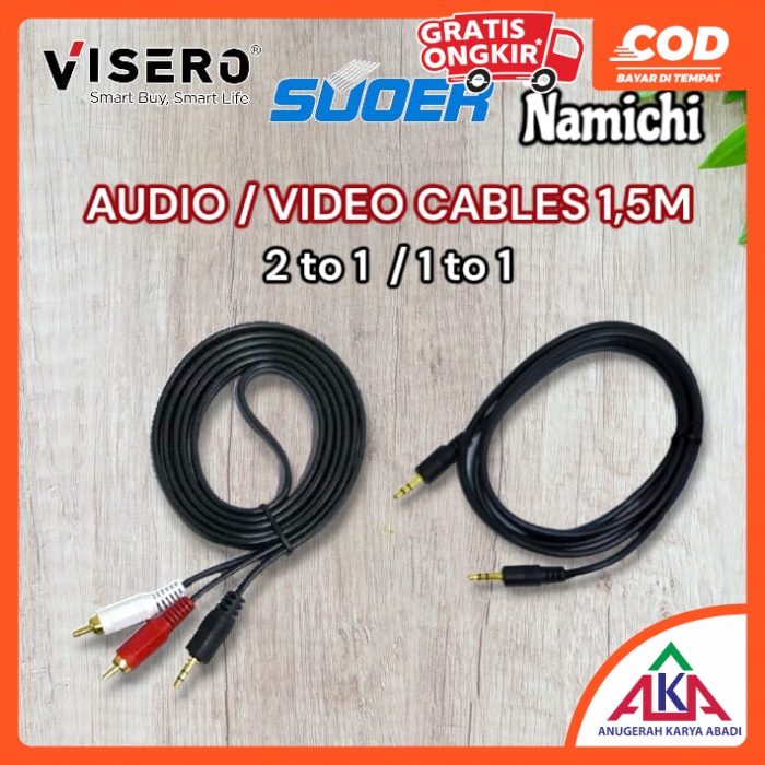 Jual Kabel Audio AUX / RCA Male to AUX / RCA Male 1.5M Cable Merah ...