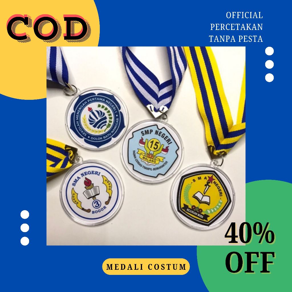 Jual Medali Custom Kelulusan Sekolah - mendali + tali wisuda juara ...
