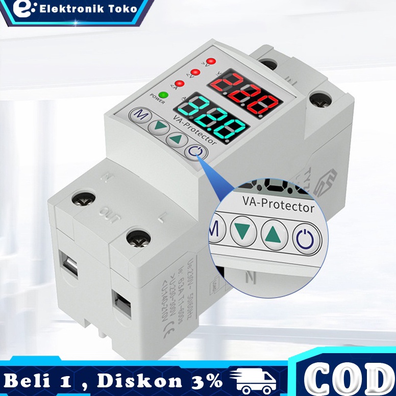 Jual KODE Q8F5 Digital Din Rail Over current Under Voltage Protection recoverable 22V 4A63A ...