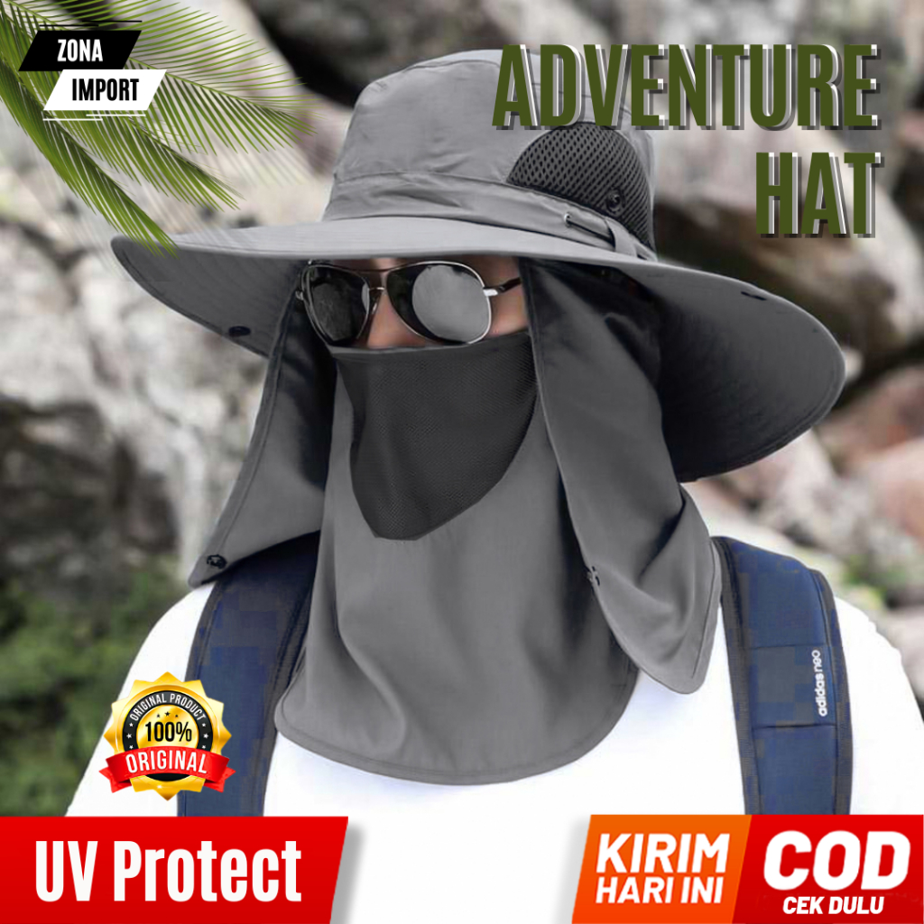 Jual Topi RImba Petualang Memancing Hiking Adventure Tool Anti UV ...