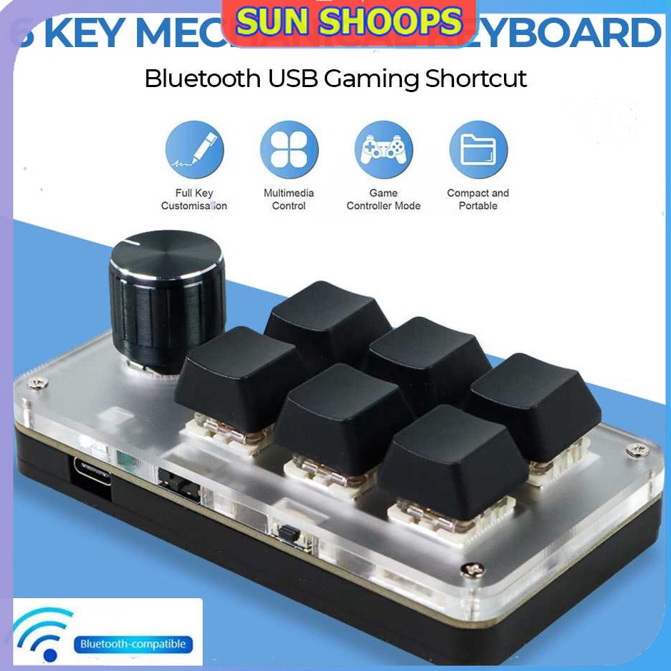 Jual Stok Banyak SUN SHOOPS VODOOL 6 Key Mechanical Keyboard Bluetooth ...