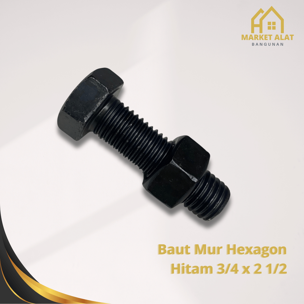 Jual Baut Mur Hitam 3/4” x 2 1/2” / Baut Kunci 30 Panjang 6 cm 62 mm ...
