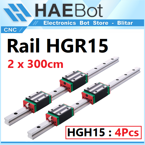 Jual [HAEBOT] Set Rail HGR15 HGR 15 2x300cm Rel Linear Guide Shaft 15mm ...