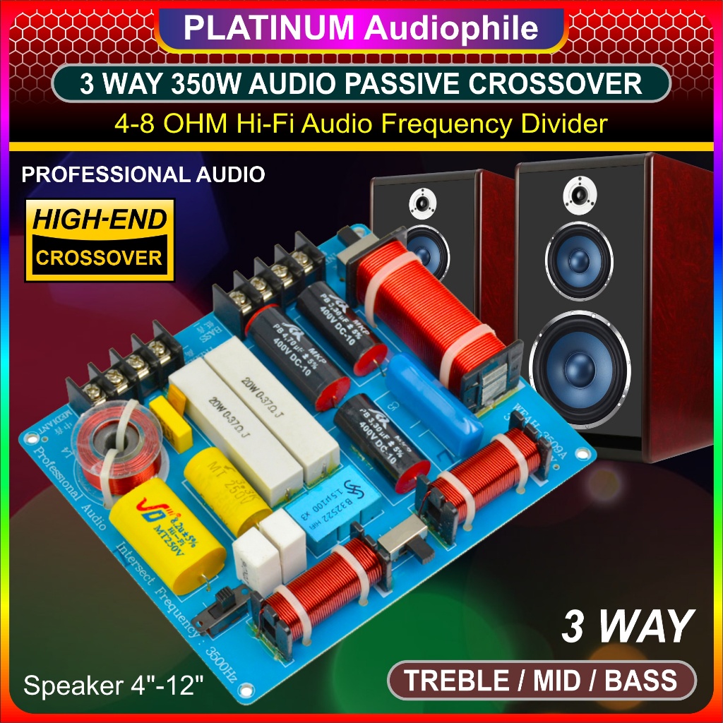Jual Crossover Pasif 3 Way Treble Midle Bass High-End Passive Speaker ...
