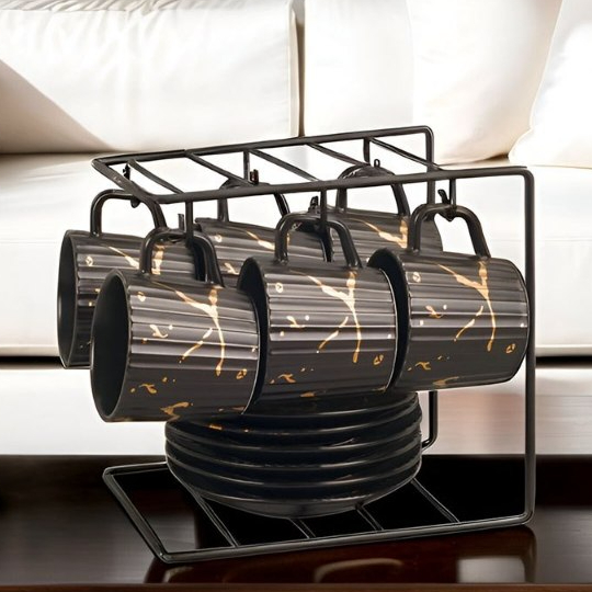 Jual Chloe cup and saucers with rack Marble Vicenza BM912 | Shopee ...
