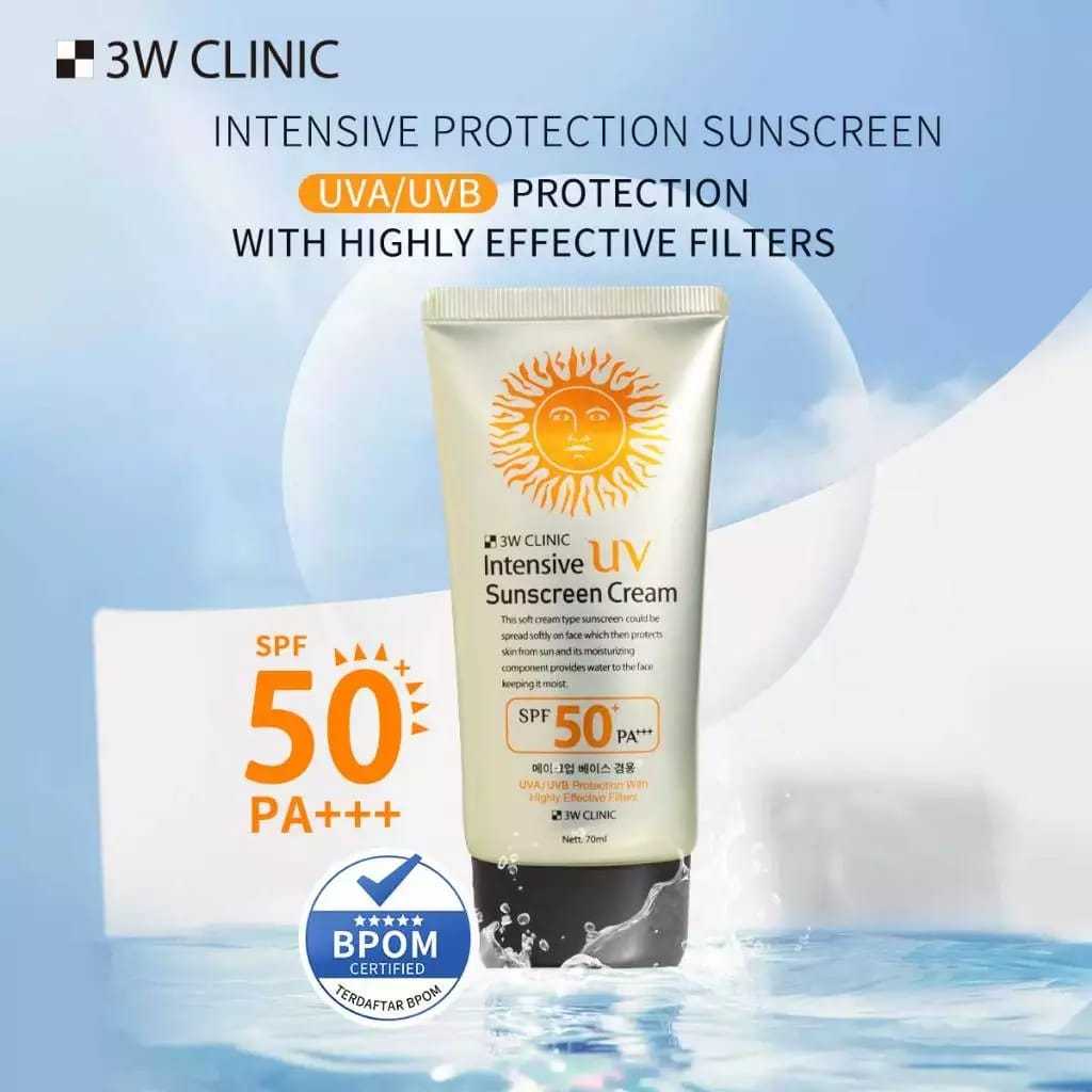 Jual READY STOCK [ORIGINAL + BPOM] 3W Clinic Intensive UV Sunscreen Cream SPF 50+ PA+++ 70ml ...