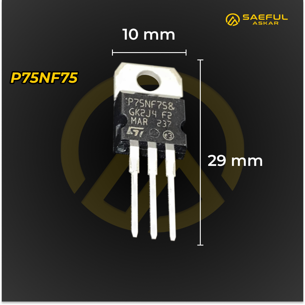 Jual transistor mosfet controller sepeda listrik e-bike P75nf75 75nf75 ...