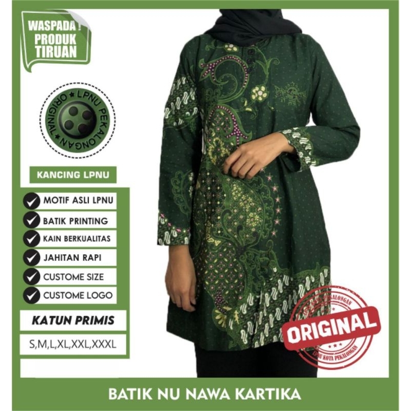 Jual Blus Batik NU Motif Nawa Kartika Tunik Batik Atasan Wanita NU ...