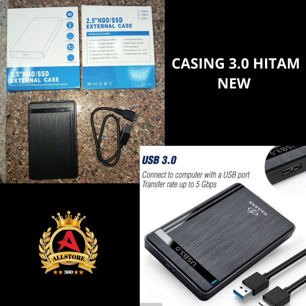 Jual CASING HARDISK 3.0 NEW HITAM /Casing Hardisk Eksternal HDD SSD Enclosure 2.5" USB 3.0 ...