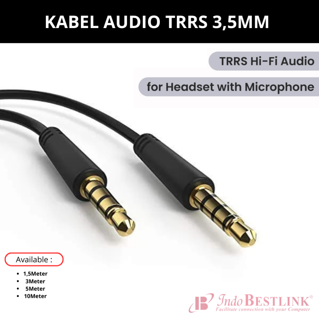 Jual Kabel Aux 3,5mm Male-Male TRRS For Phone Audio Mic/Sound Card ...