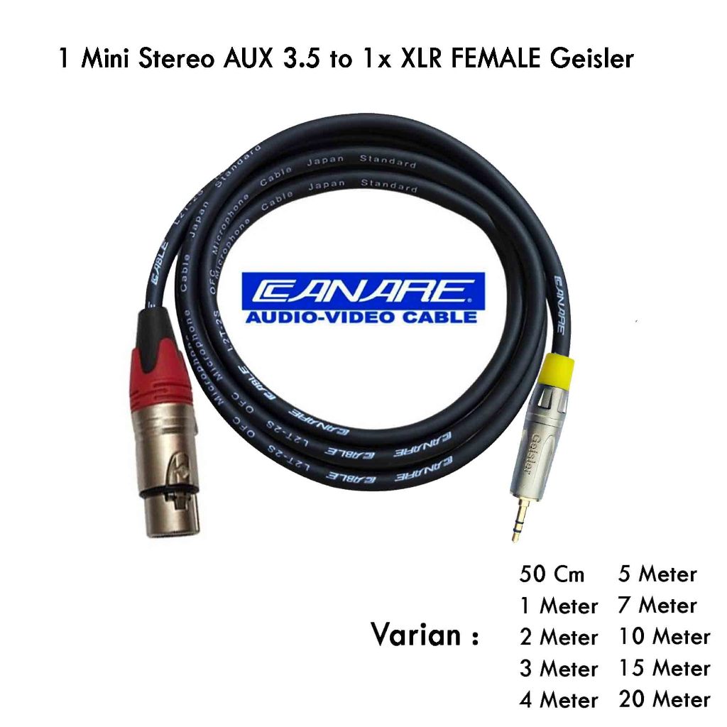 Jual Kabel Audio HP 1x Mini AUX Stereo 3.5 SLV to 1x XLR Female Geisler ...