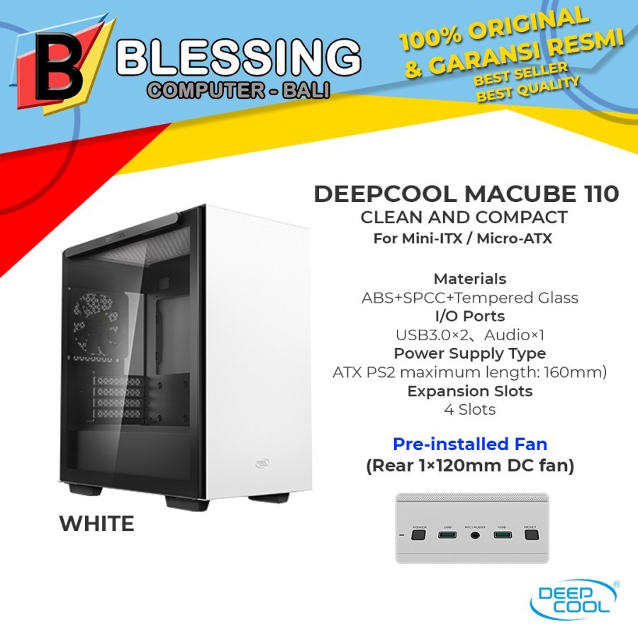 Jual CASING DEEPCOOL MACUBE 110 WHITE / MACUBE 110 DEEPCOOL WHITE ...