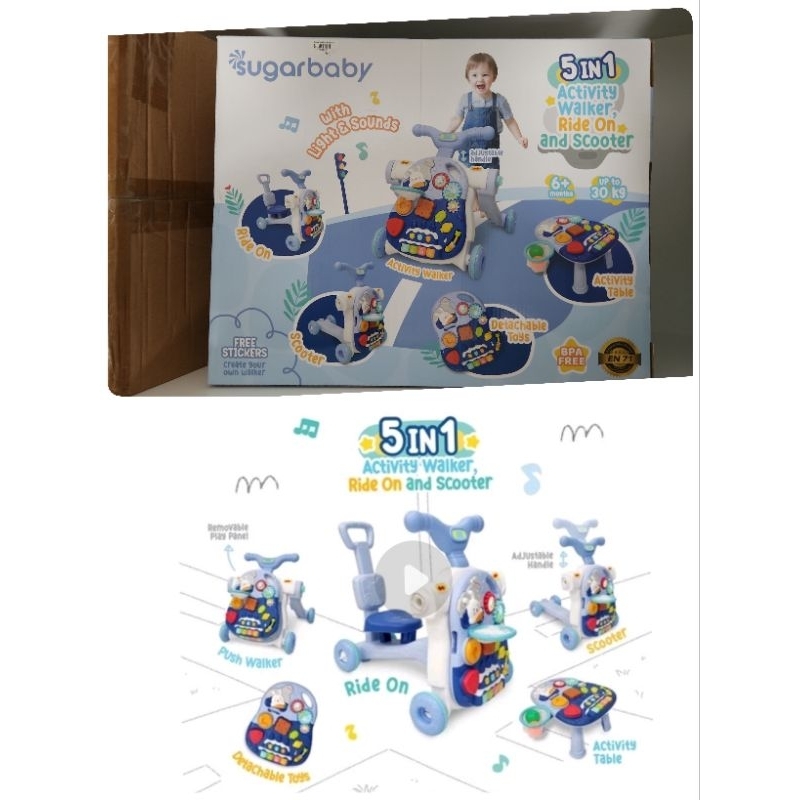 Jual sugar baby 5in1 activity walker baby walker push walker | Shopee ...