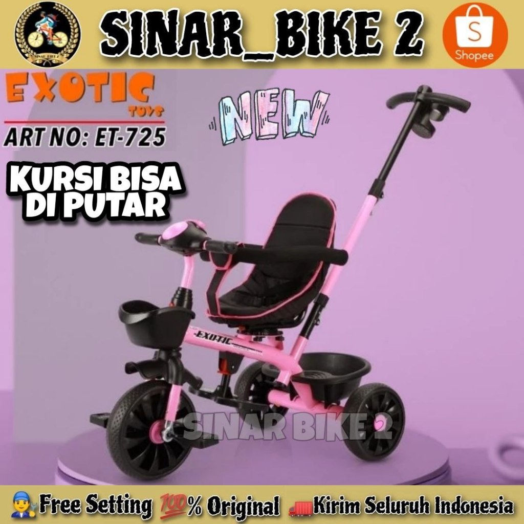 Jual Sepeda Roda 3 Anak Tricycle EXOTIC ET-725 || ET 725 Dua Arah Kursi ...
