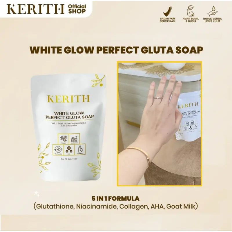 Jual ⚡MARLYS⚡WHITE GLOW PERFECT WITH GLUTA SOAP BY KERITH | Shopee ...