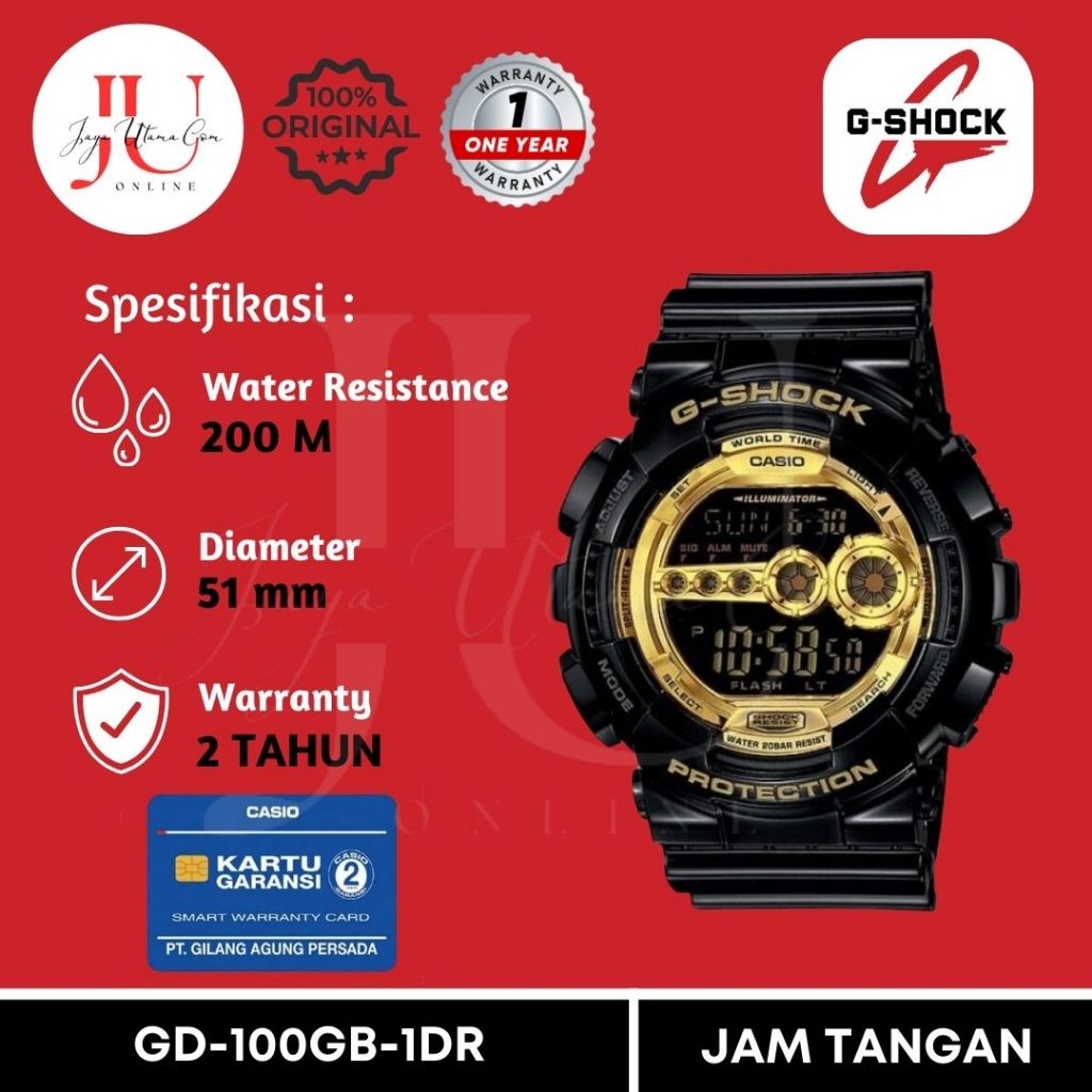 Jual Casio G-Shock GD-100GB-1DR Men Digital Dial Black Resin Band | Shopee Indonesia