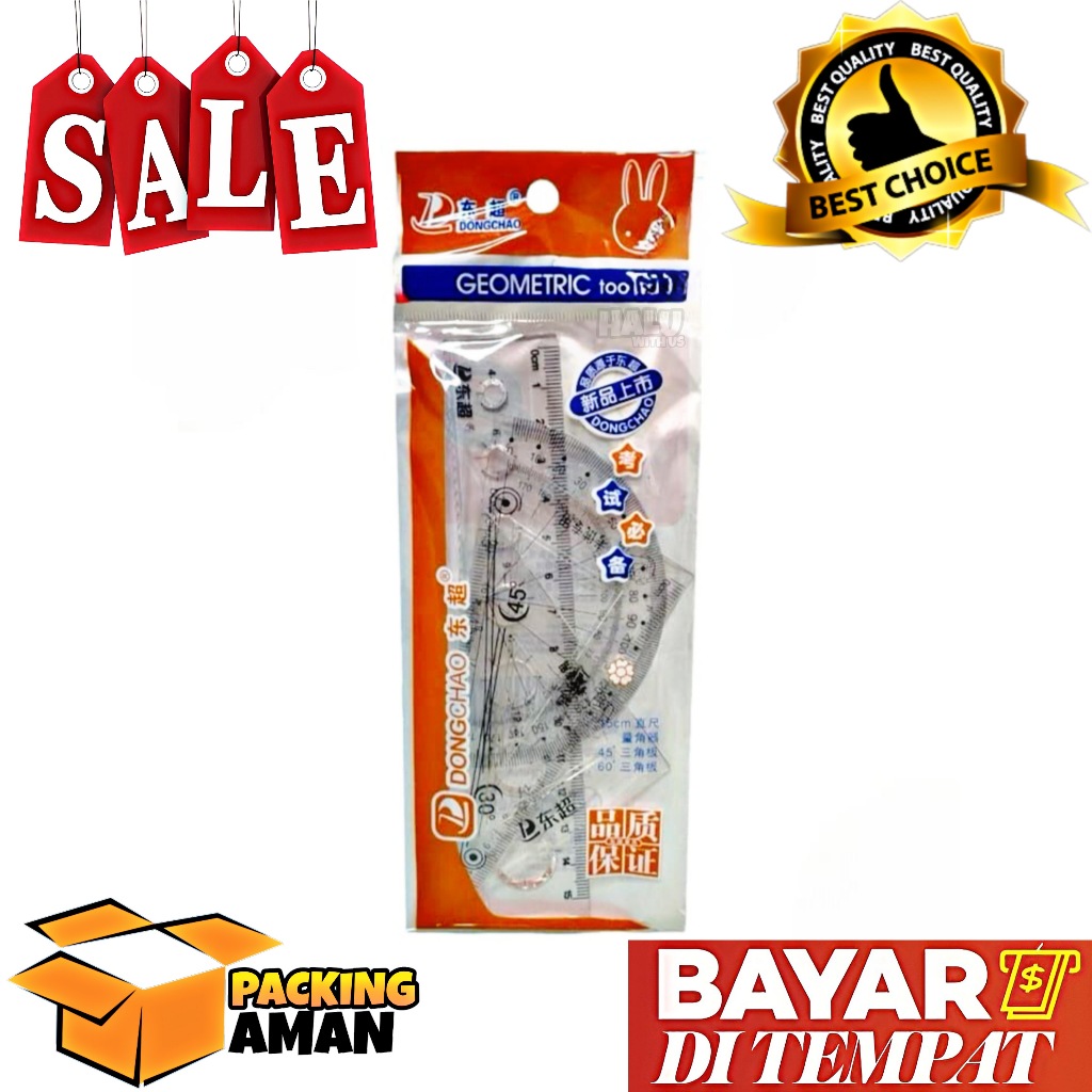 Jual (BISA COD) PROMO 4 In 1 Penggaris 15 Cm / Penggaris Segitiga ...