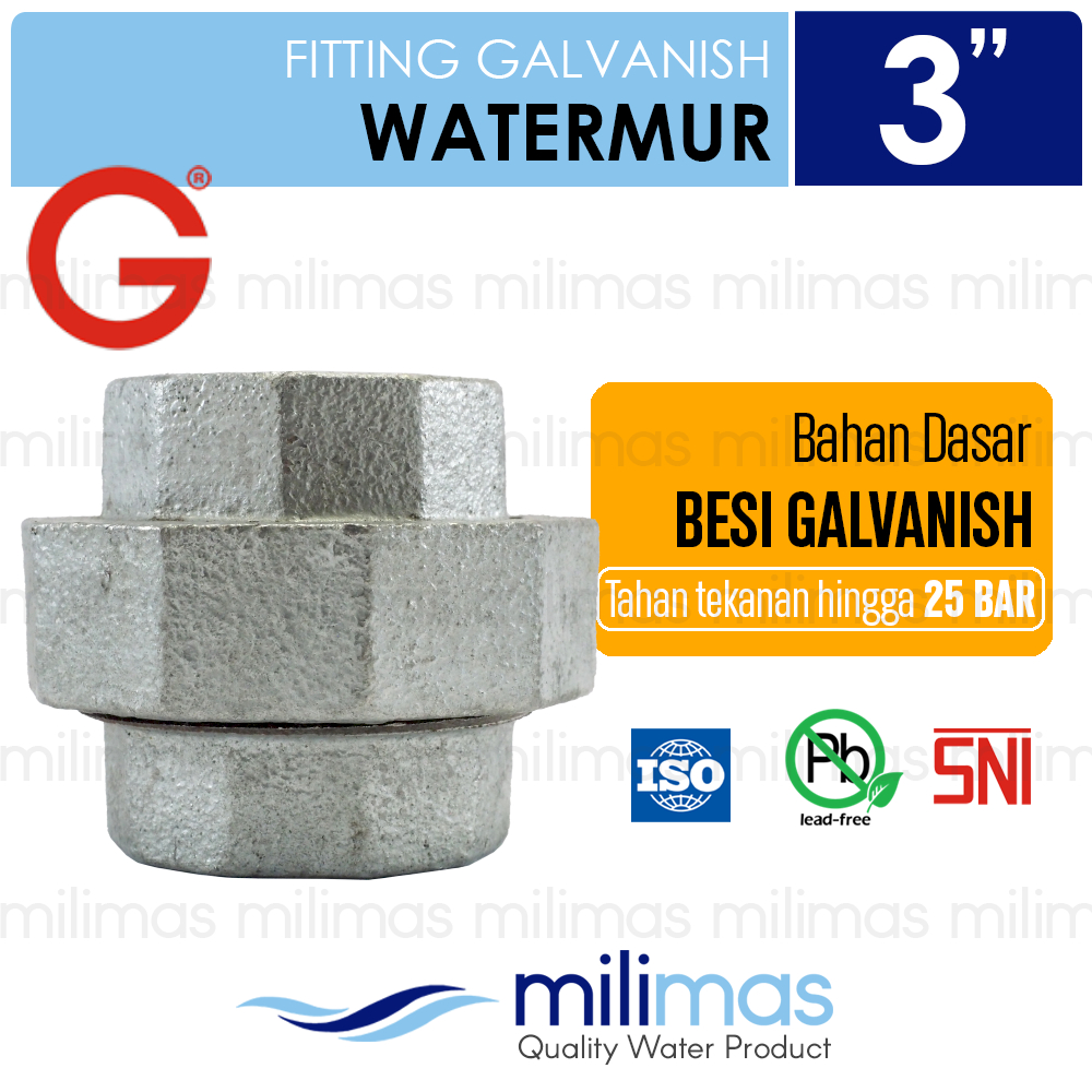 Jual G-BRAND UNION / WATERMUR Uk.3" GALVANISH - Fitting BESI Watermoor ...