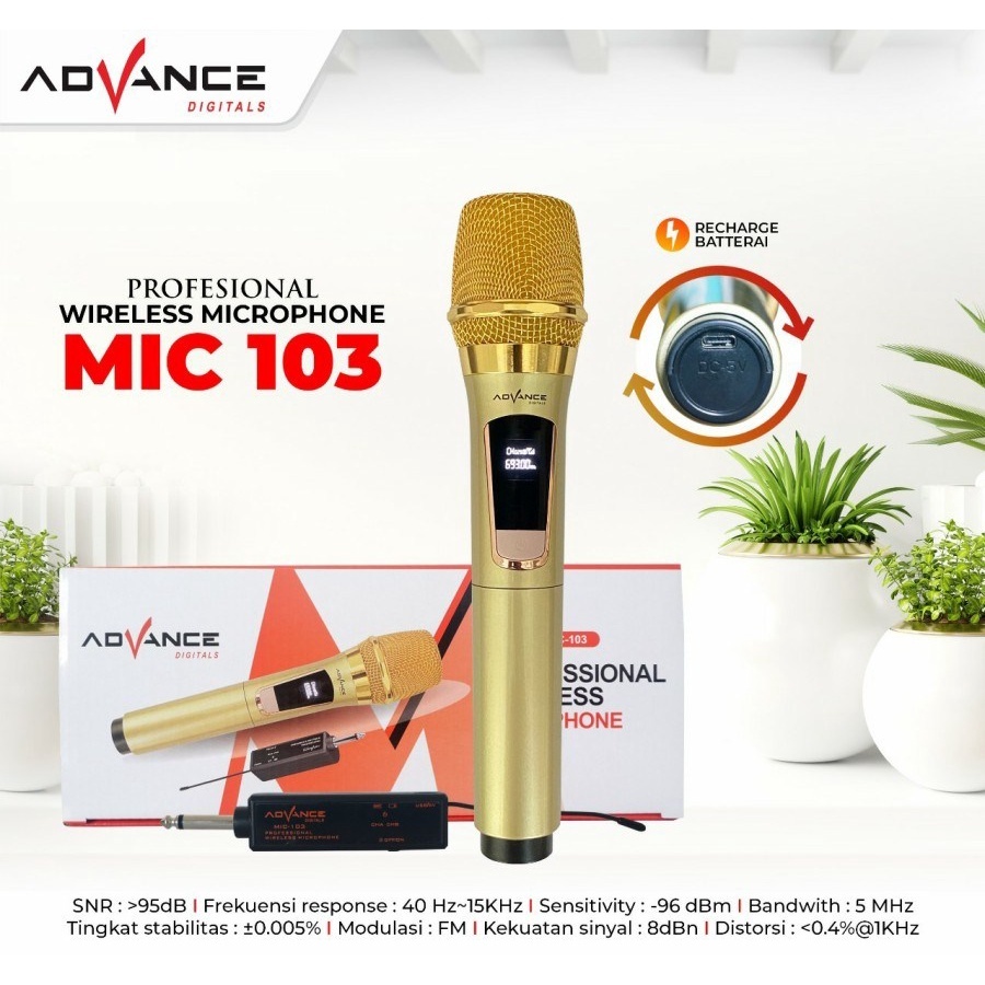 Jual Advance MIC103 Mic Wireless Microphone Bluetooth Karaoke MIC 103 Gold BONUS Baterai ...