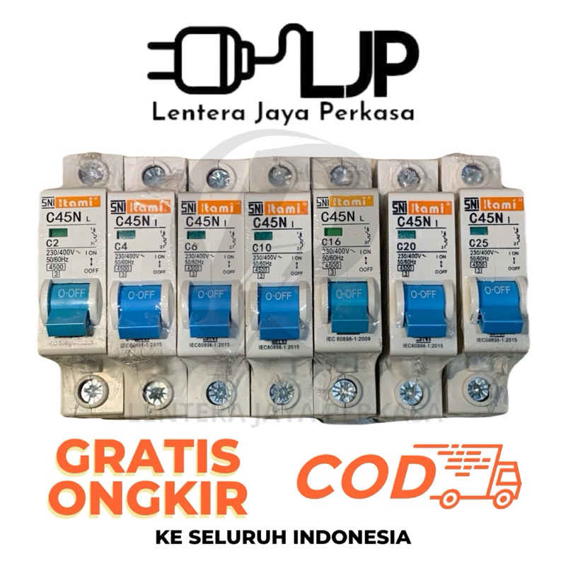 Jual ITAMI MCB LISTRIK 1Phase 2A/4A/6A/10A/16A/20A/25A/32A/40A 1Phase SNI | Shopee Indonesia