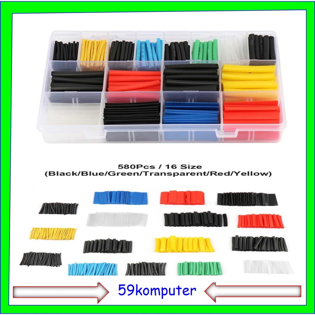 Jual Selongsong Pelapis Kabel Heat Shrink Tube 580 PCS Isolasi Kabel ...