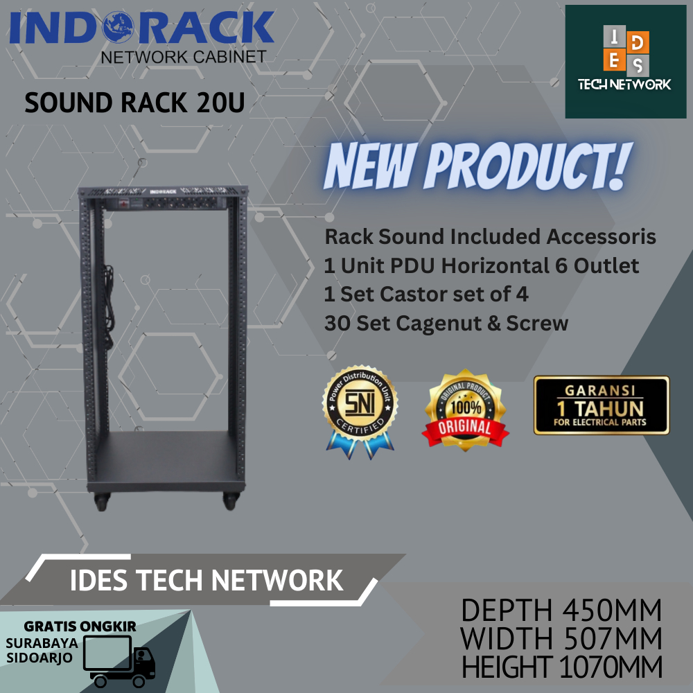 Jual Rack Server Indorack Sound Rack SR420 20U Depth 450mm | Shopee ...
