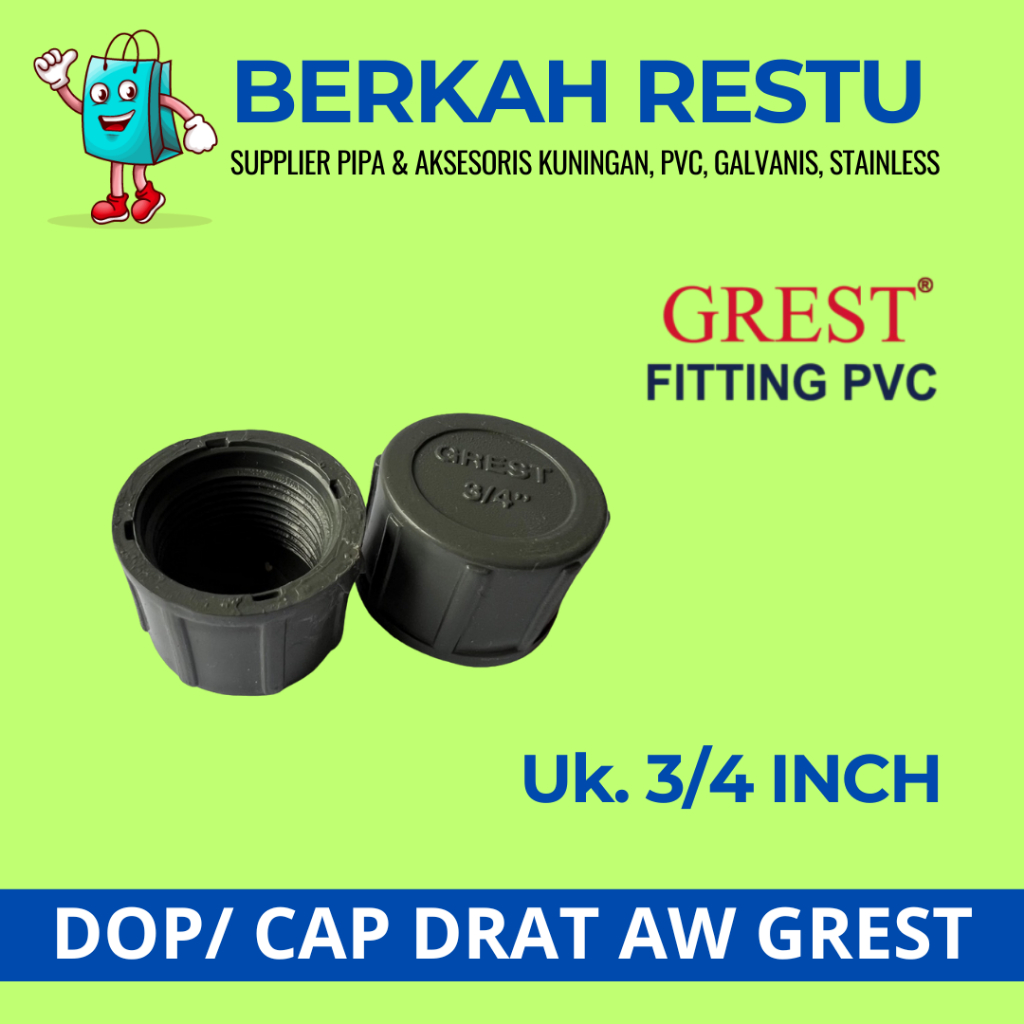 Jual Dop Drat/ Cap Drat PVC 3/4" Inch PVC AW MERK GREST | Shopee Indonesia