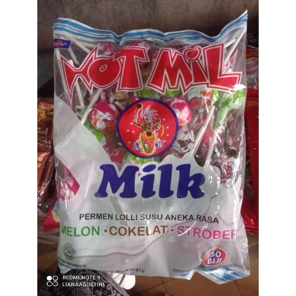 Jual Permen Lolipop Hot Mil Milk rasa Melon Coklat Stroberi isi 50 pcs ...