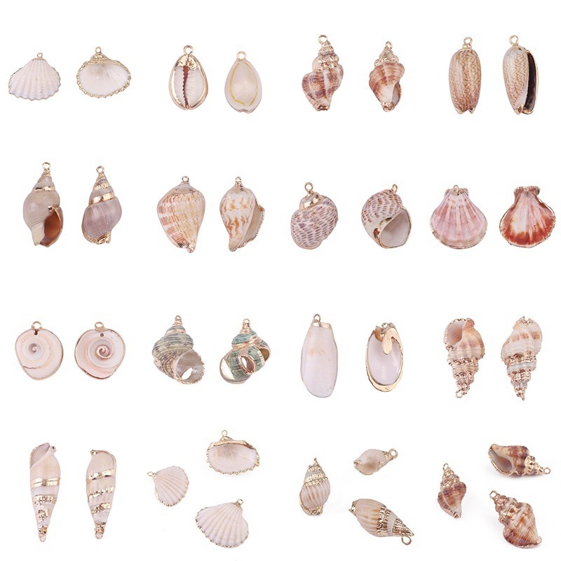Jual DIY natural shell conch pendant Electroplating material Handmade ...