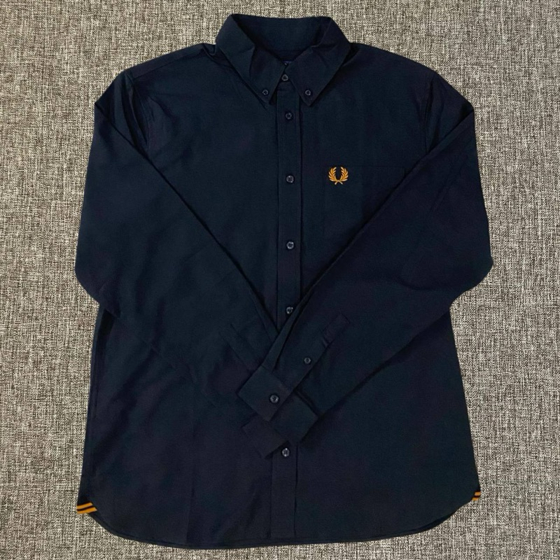 Jual Fred Perry Oxford Long Sleeve Shirt Gold Logo Shirt Black Original ...